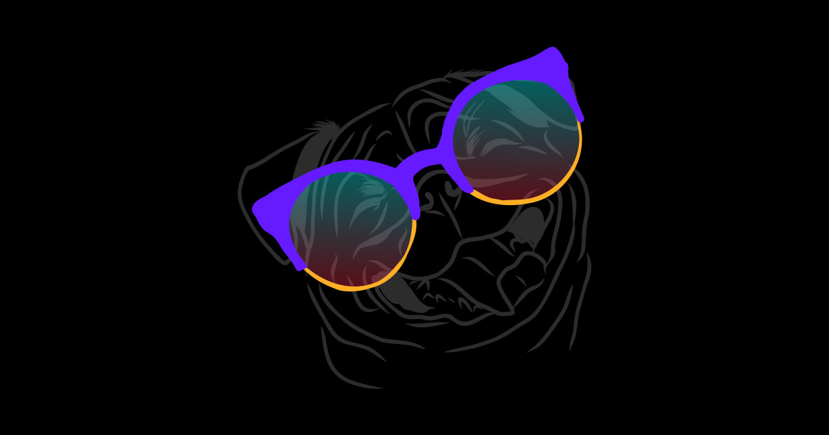 happy pug dog in rainbow glasses - Happy Pug Dog In Rainbow Glasses ...