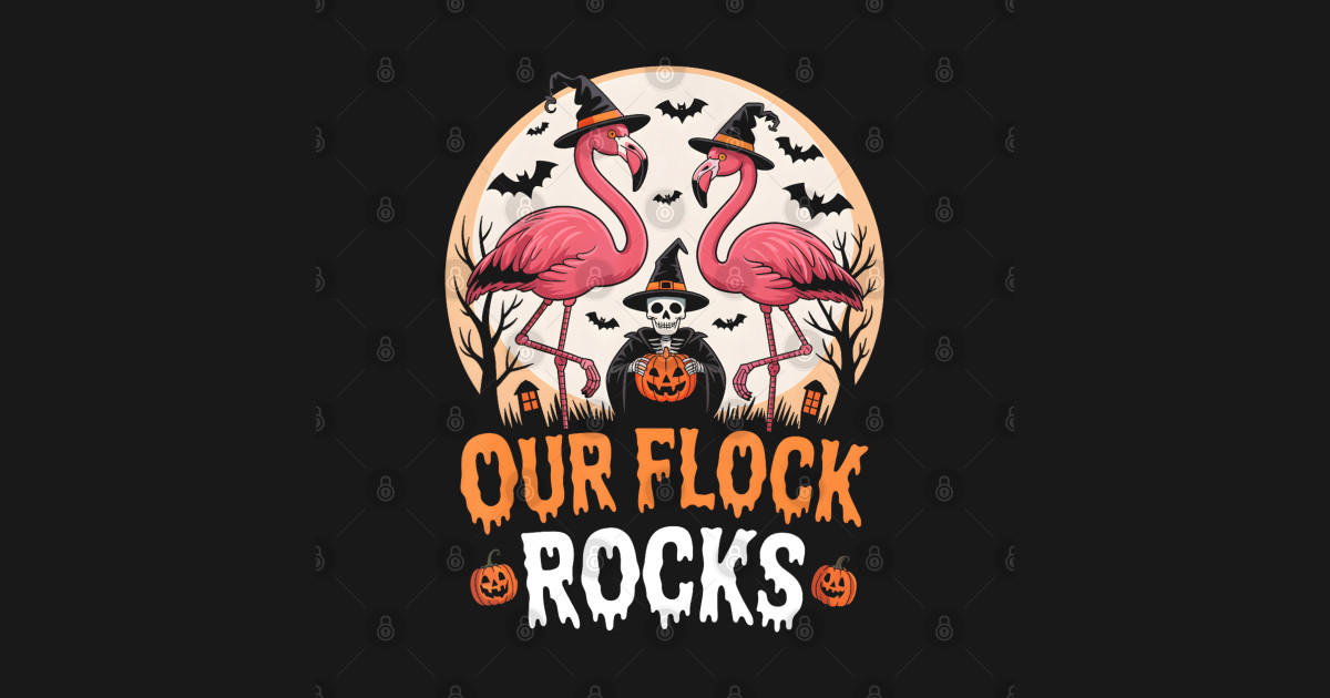 Our Flock Rocks Flamingo Halloween Family - Matching Family Costume - T ...