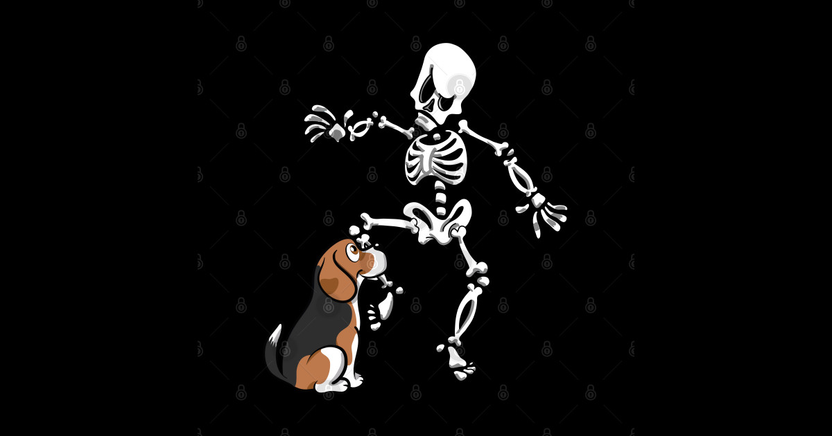 Funny Beagle Biting Skeleton Leg Halloween - Beagle - Sticker | TeePublic