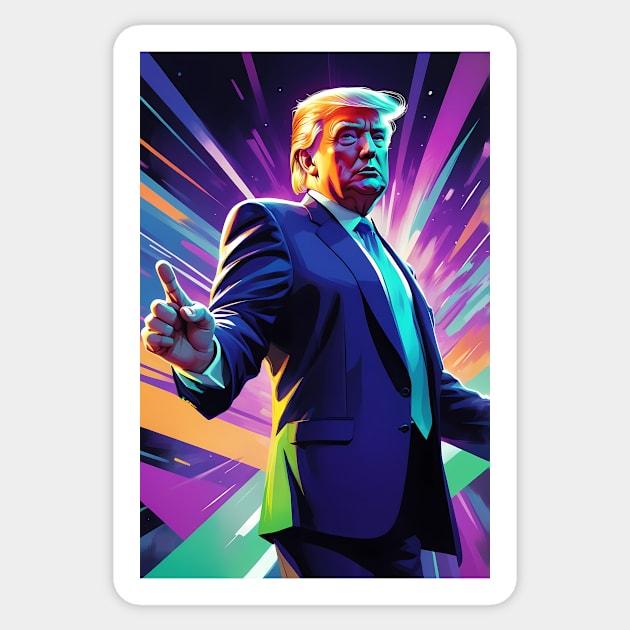 Vibrant Neon-Style Digital Illustration of Donald Trump - Donald Trump ...