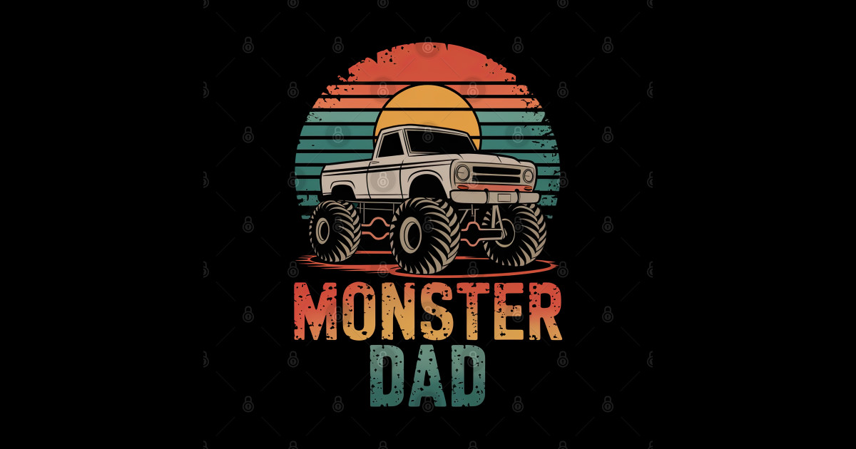 Retro Monster Dad Truck Design - Monster Dad - Sticker | TeePublic