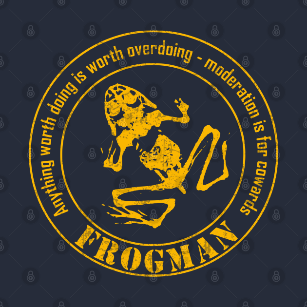 Frogman diver (small logo - distressed) - Diving - T-Shirt | TeePublic