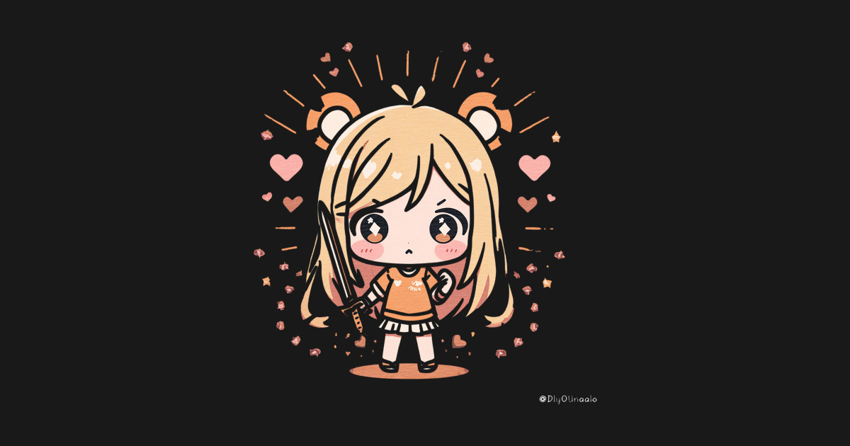 Cute Chibi Blonde Girl Bear Ears - Chibi Anime Girl - T-Shirt | TeePublic