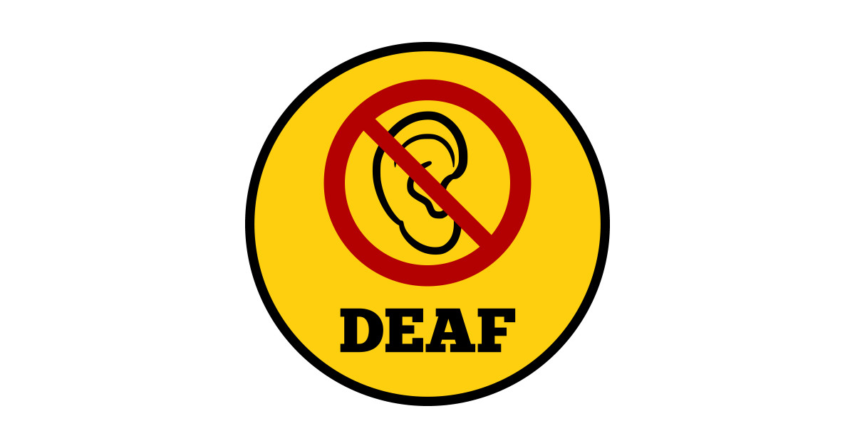 deaf symbol - yellow and black ear design - Deaf - T-Shirt | TeePublic