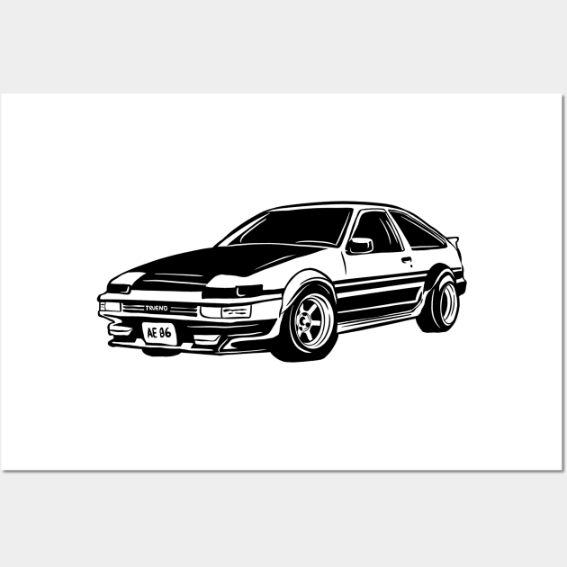 AE86 Trueno Line Art retro JDM car 90s - Ae86 Trueno - Posters and Art ...
