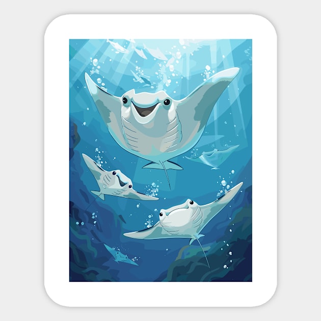 Cartoon Cute Manta Ray - Cute Manta - Sticker | TeePublic