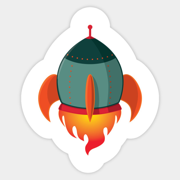 Cute Green Rocket Ship - Cute Green Rocket Ship - Sticker | TeePublic