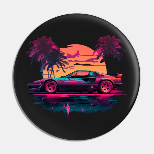 Ferrari Miami Vice synthwave sunset - Testarrossa - Pin | TeePublic