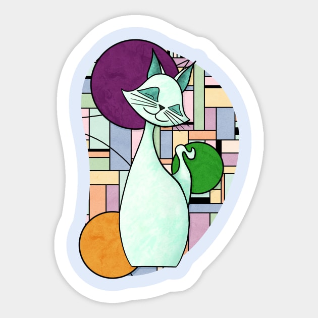 Happy Green Cat - Cat Lover - Sticker | TeePublic