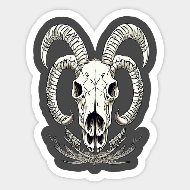 Ethereal Transformation: Mutated Ram Skull - Ram - Sticker | TeePublic