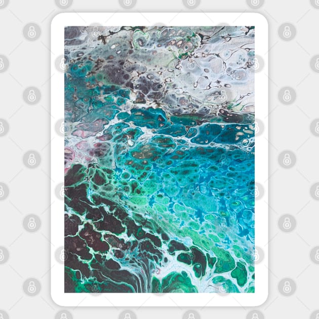 Pouring abstract blue emerald ocean - Blue - Sticker | TeePublic