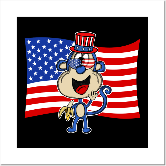 4th July Monkey USA Flag Independence Day 2022 - 4th July Monkey ...
