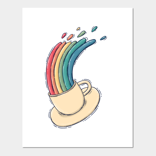 Rainbow Coffee Cup - Rainbow - Posters and Art Prints | TeePublic