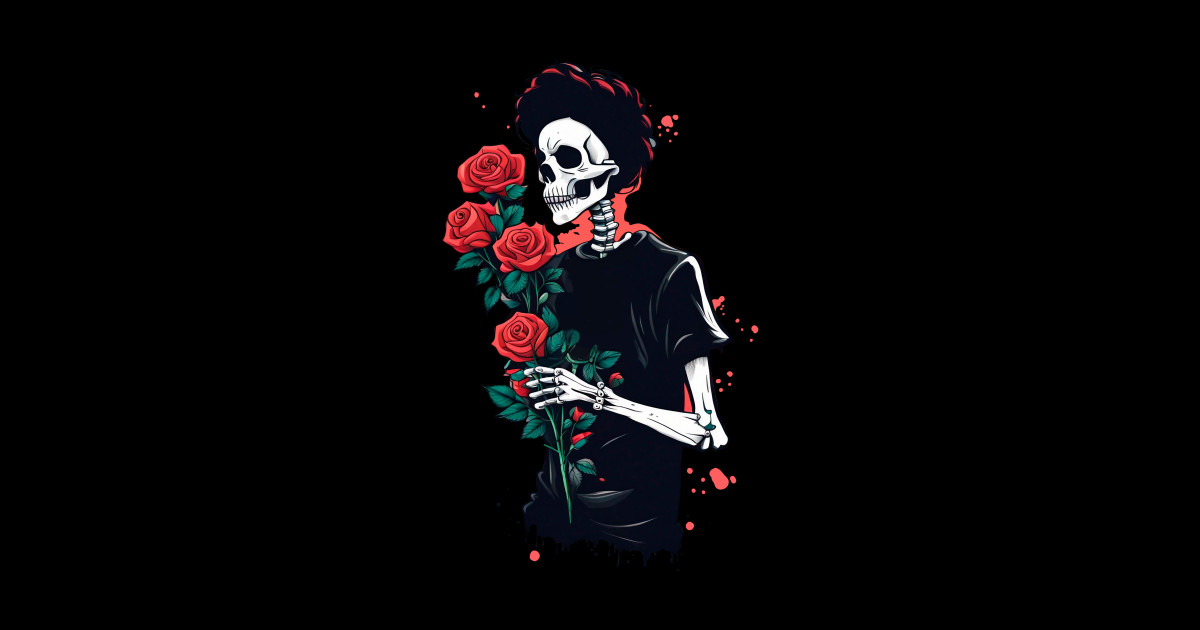 Emo skeleton in love - Emo Skeleton - Sticker | TeePublic
