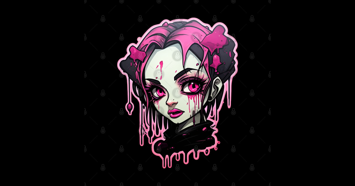 Cute Pink Cyber Goth Girl Anime Rave - Sci Fi - Posters and Art Prints ...