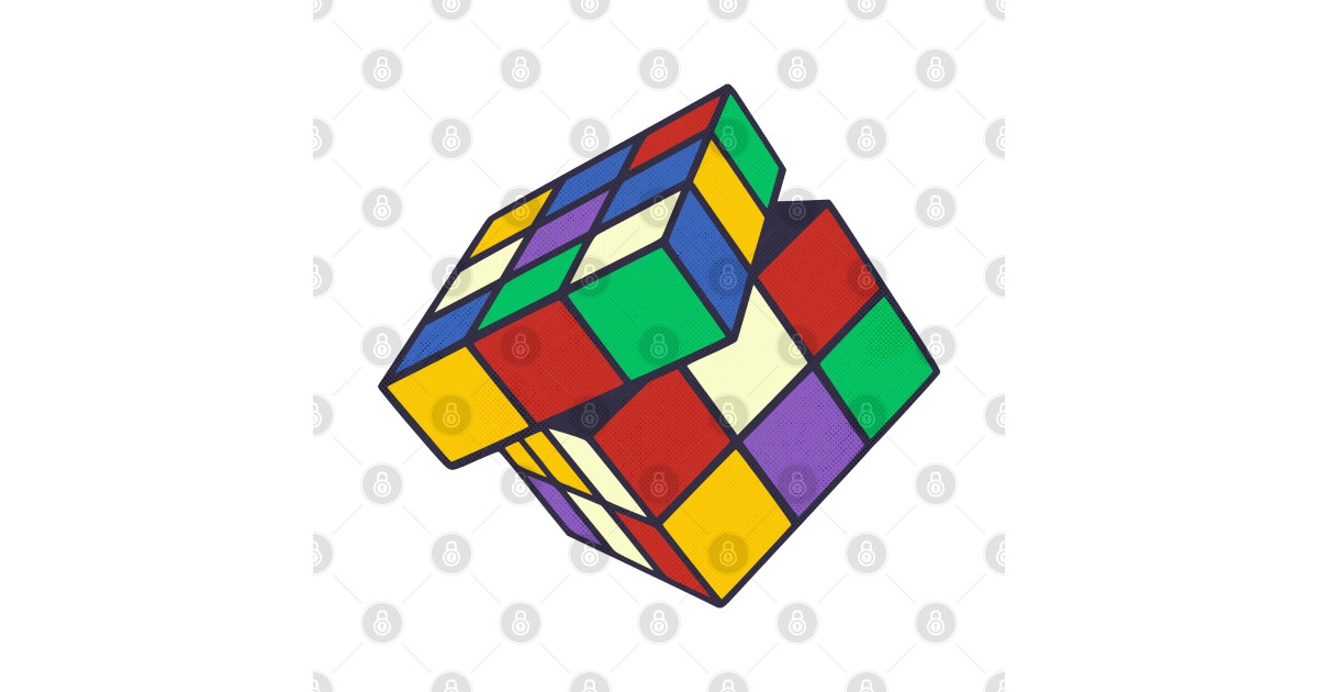 Cube 90s Art & Retro colors - Rubiks Cube - T-Shirt | TeePublic