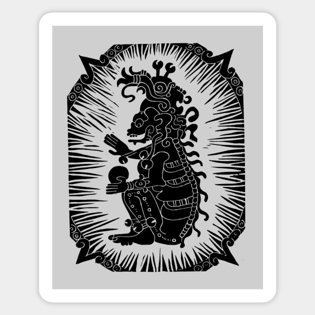 Mayan Death God Block Print - Mayan - Sticker | TeePublic