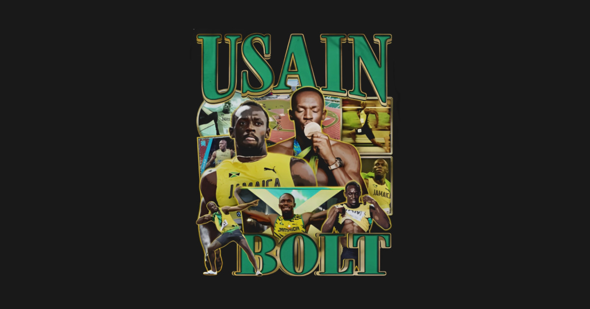 Usain Bolt Vintage Collage - Usain Bolt - T-Shirt | TeePublic