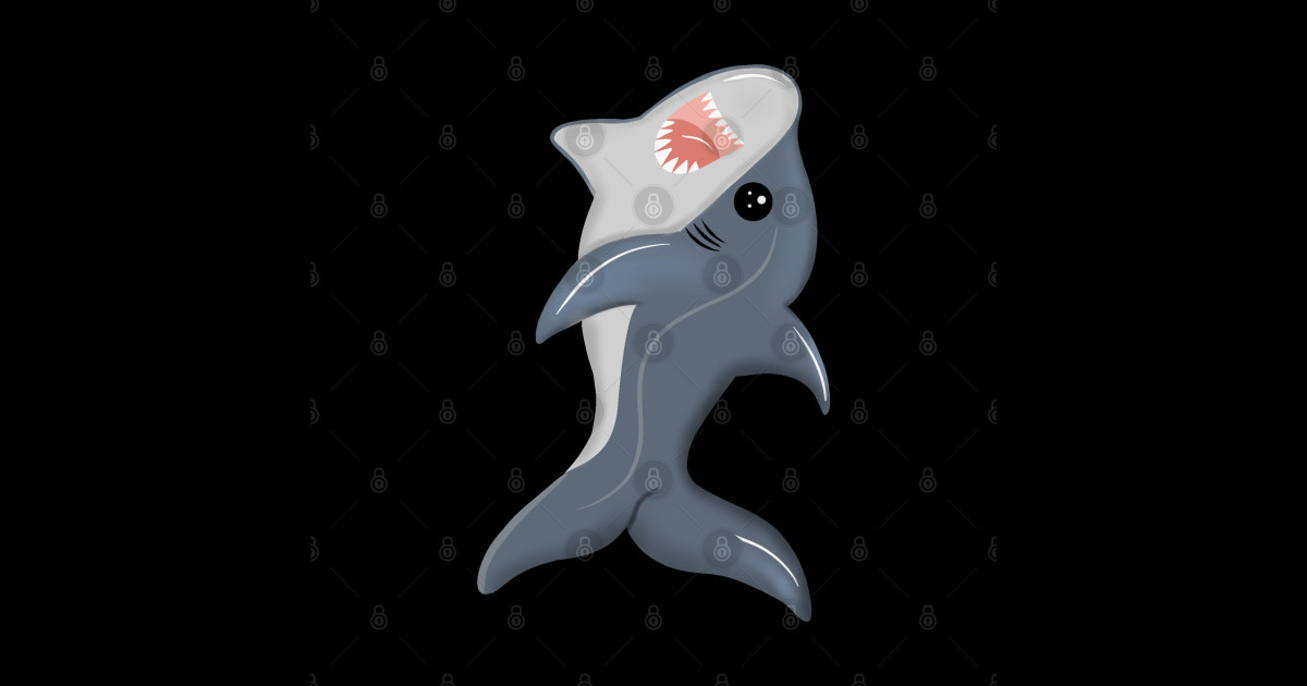 Cute chibi shark - Cute Shark - Sticker | TeePublic
