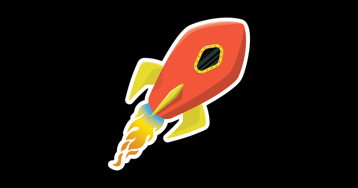 Cute Orange Rocket Ship - Cute Rocket Ship - Posters and Art Prints ...