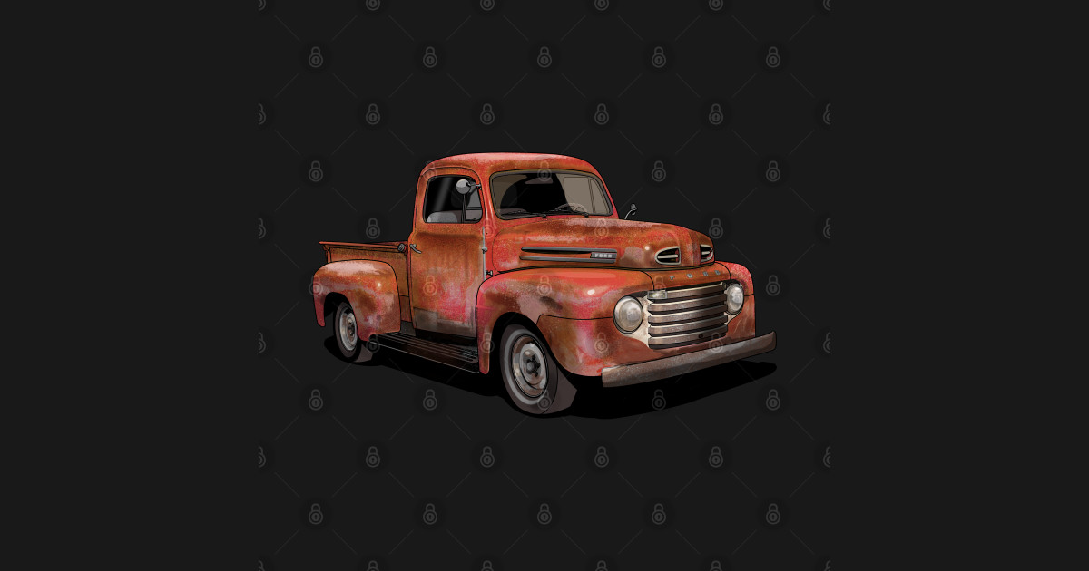 Rusty red 1950 Ford F1 Pickup Truck - Rusty Ford F1 Pickup - T-Shirt ...