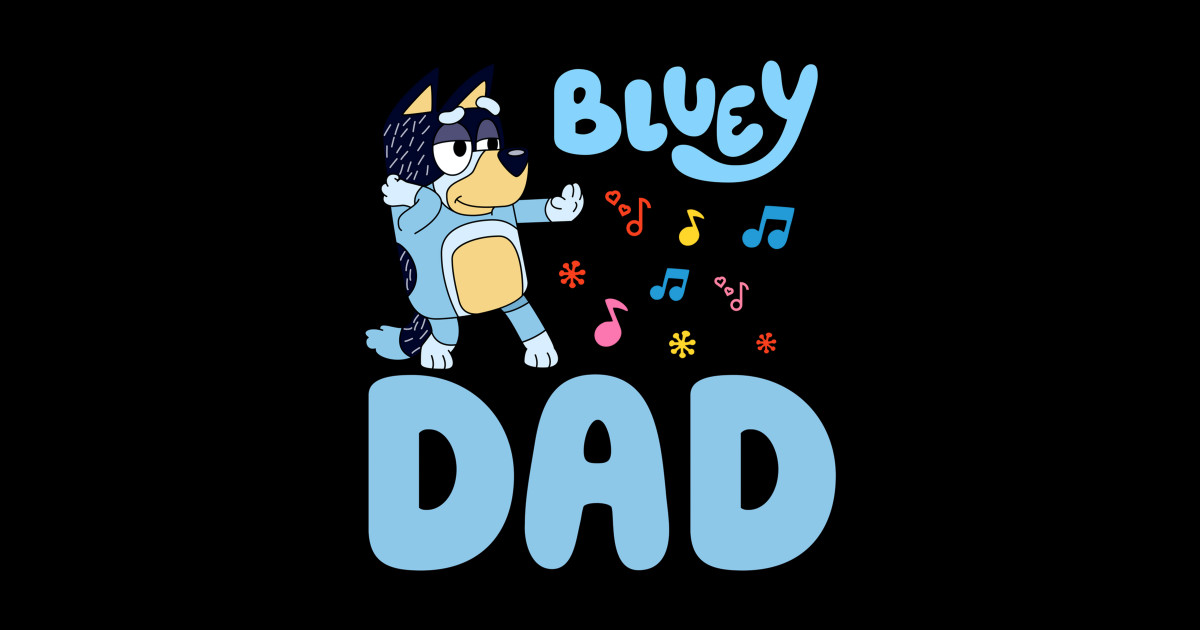 Cute Bluey Dad Happy Father's Day - Vintage Cartoon - Sticker | TeePublic