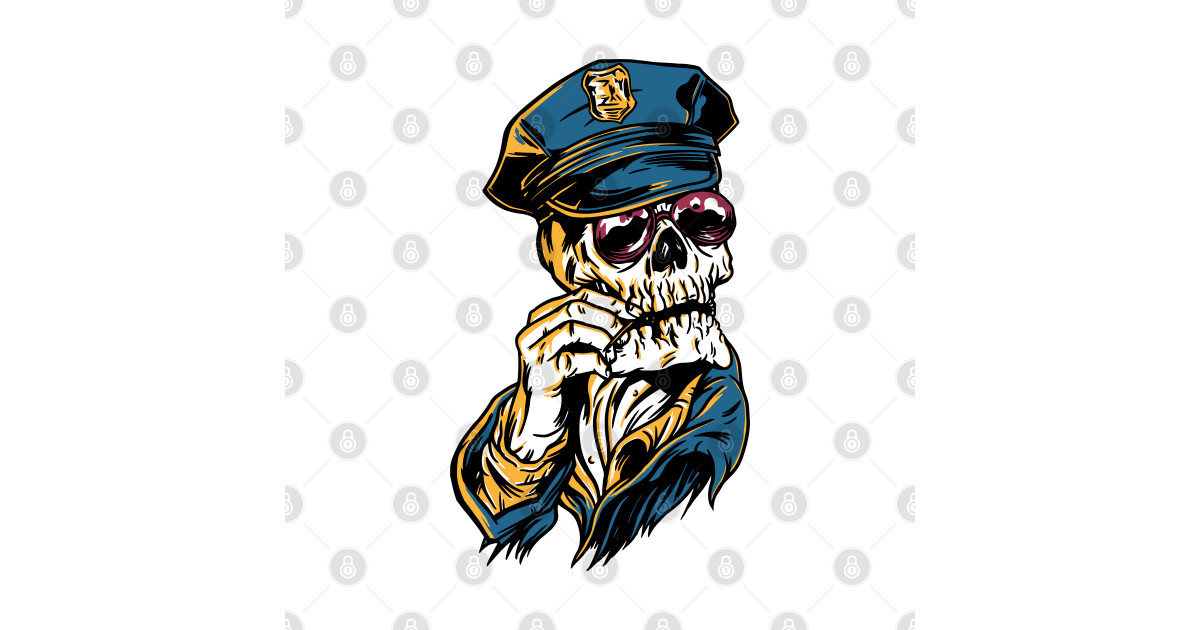 Police Skull - Police Skull - Sticker | TeePublic