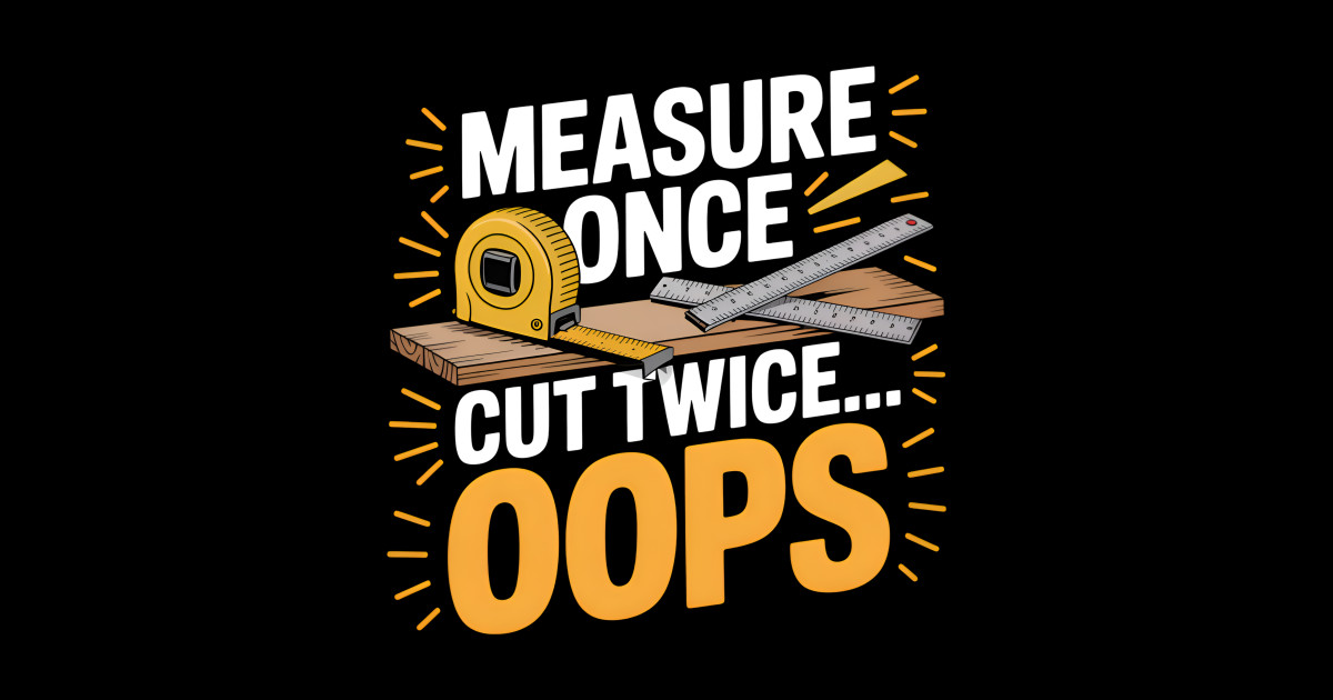 Measure Once Cut Twice Oops Funny Saying Humor Dad Father's - Funny ...