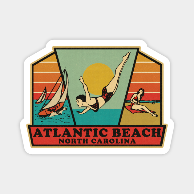 Vintage Atlantic Beach North Carolina Travel Decal - Atlantic Beach ...