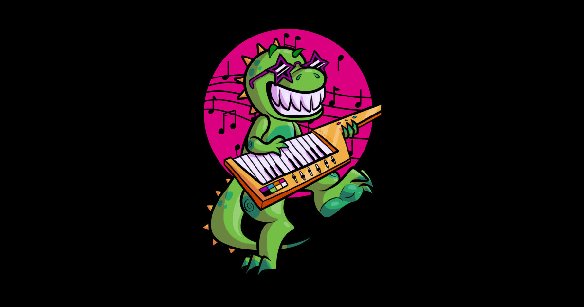 T Rex Logo with music and no studio name - Piano - Sticker | TeePublic