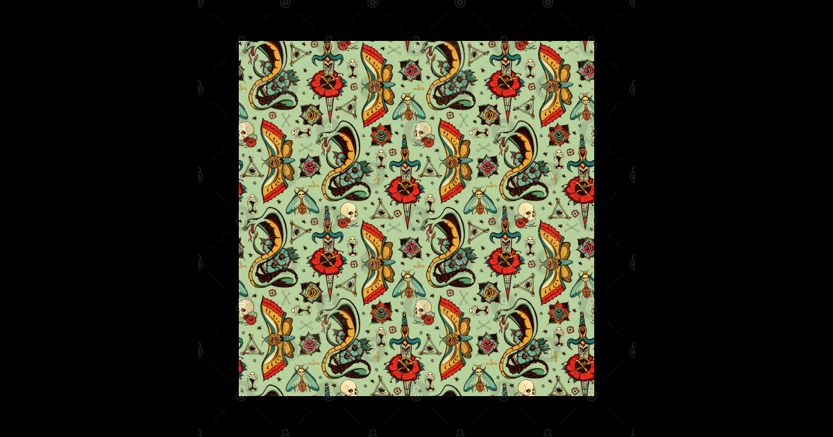 Green Snake Pattern - Pattern - Sticker | TeePublic