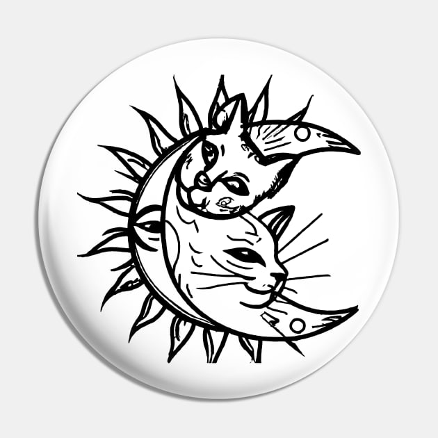 Sun and Moon Cats for Cat Lovers - Cat Lover Gifts - Pin | TeePublic