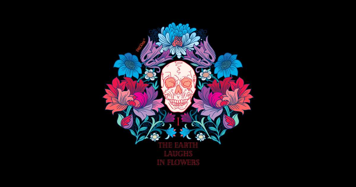 Skull flowers colorful edition - Skull - Sticker | TeePublic