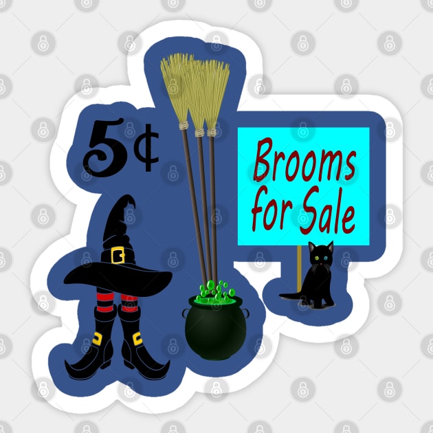 Halloween Brooms For Sale - Halloween - Sticker | TeePublic