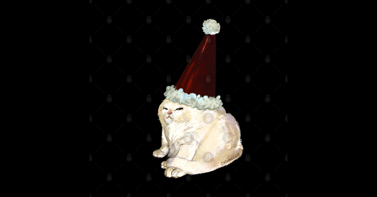 Santa Hat Meme Cat - Meme Cat - Sticker | TeePublic