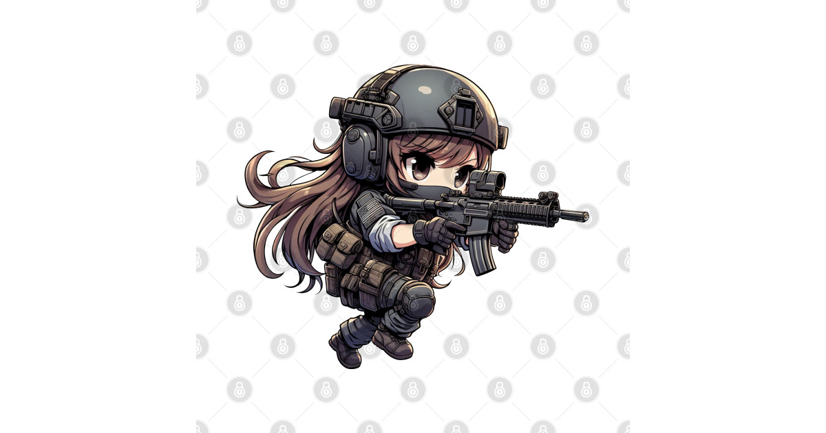 Tactical Chibi Girl - Chibi - T-Shirt | TeePublic