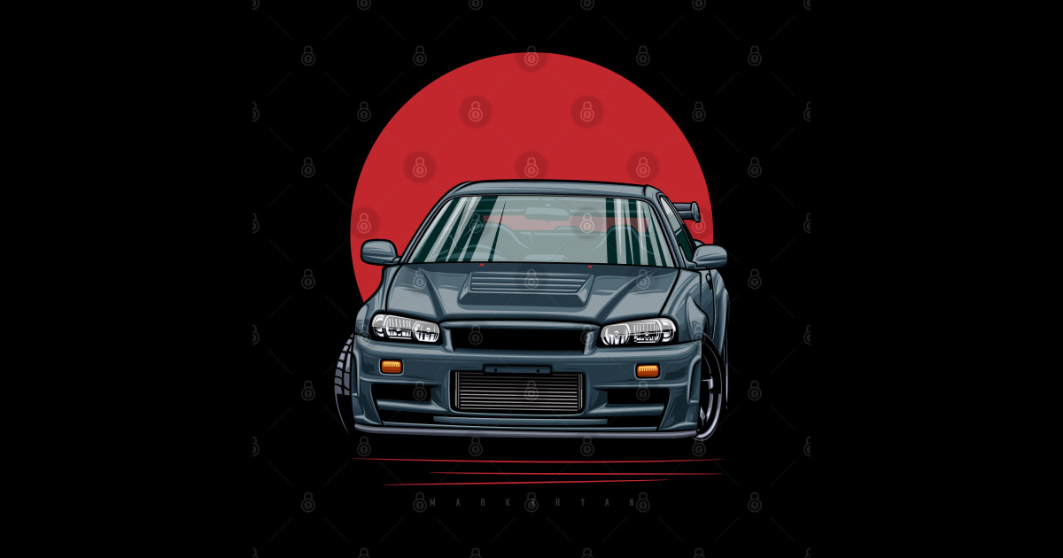 Skyline GTR R34 - Nissan Skyline Gtr R34 - Sticker | TeePublic
