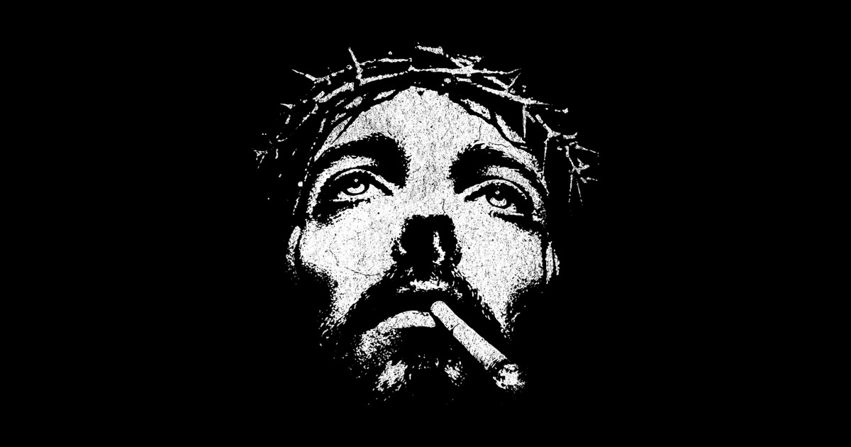 Y2K Jesus Christ Grunge Shirts - Christ Smoking - Sticker | TeePublic