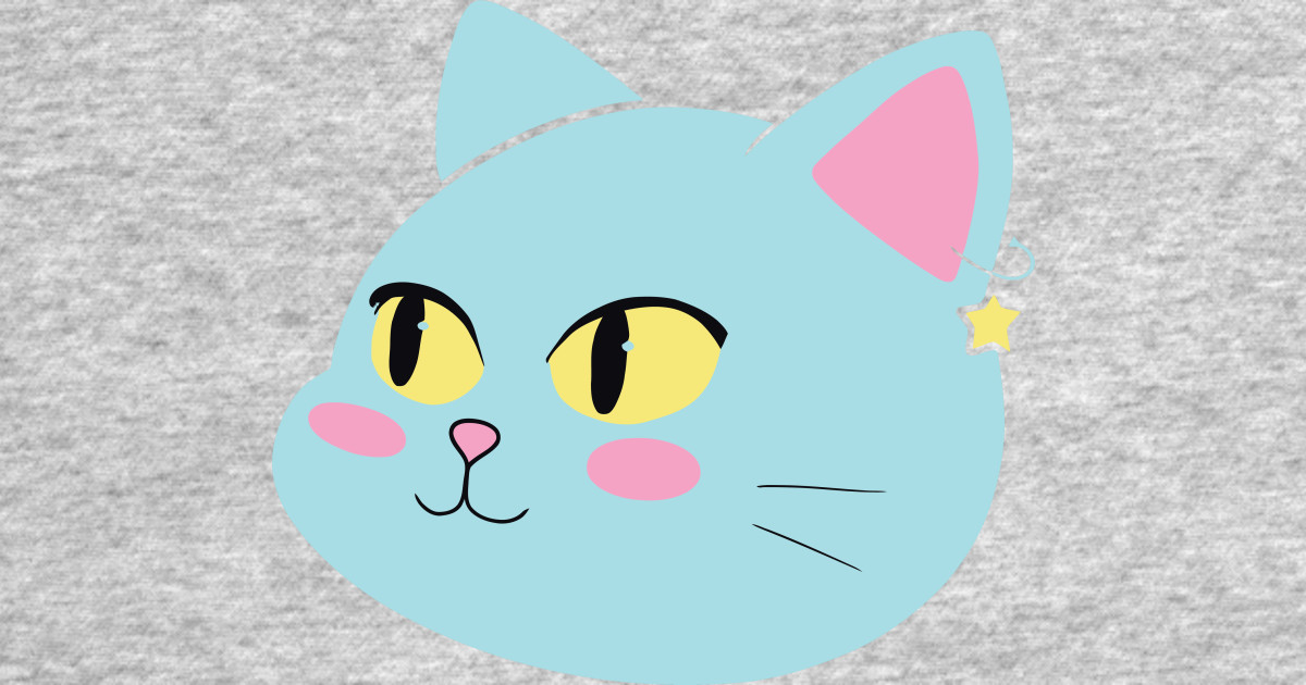 Caity cat head cartoon character - Cute Cat - T-Shirt | TeePublic