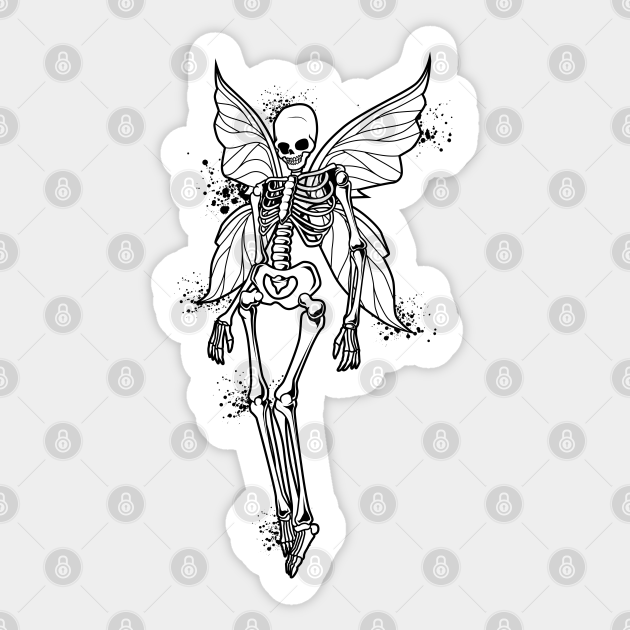 Fairycore - Fairy skeleton with fairy wings - Fairy Skeleton - Sticker ...