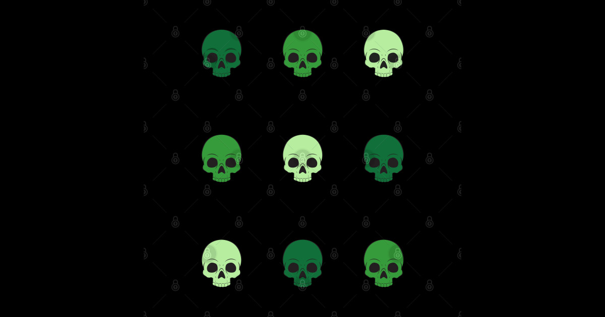 50 shades of green skulls - Skull Design - Sticker | TeePublic