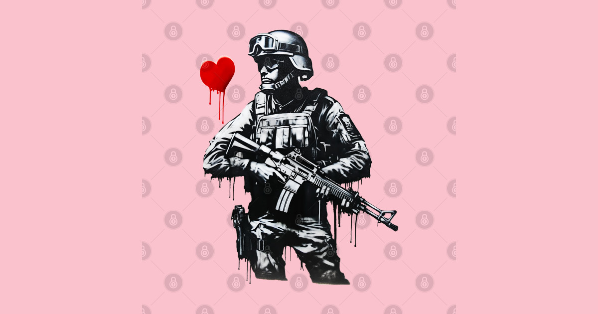 Banksy graffiti soldier hearth war - Street Art Graffiti - T-Shirt ...
