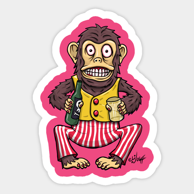 drunk monkey - Drinking - Sticker | TeePublic