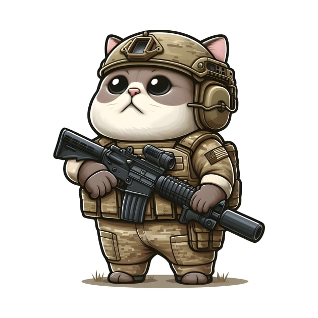 Tactical Cat - Cat - T-Shirt | TeePublic