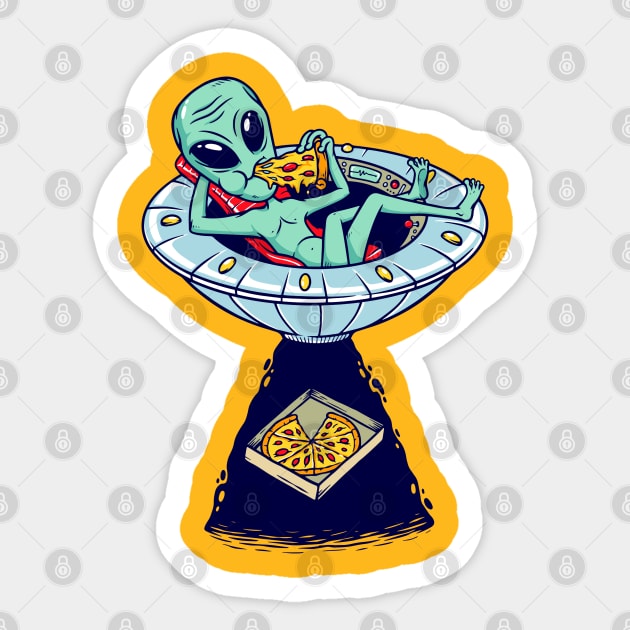 alien eating pizza - Aliens - Sticker | TeePublic