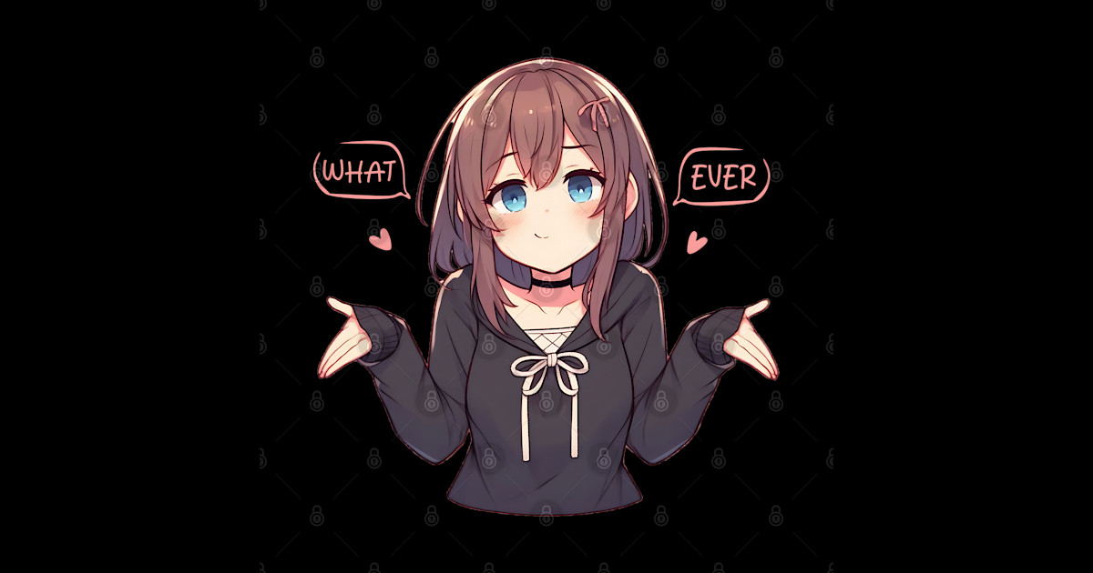 shrug emoji whatever anime girl - Anime - Sticker | TeePublic