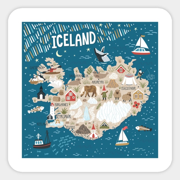 map of iceland - Iceland Map - Sticker | TeePublic