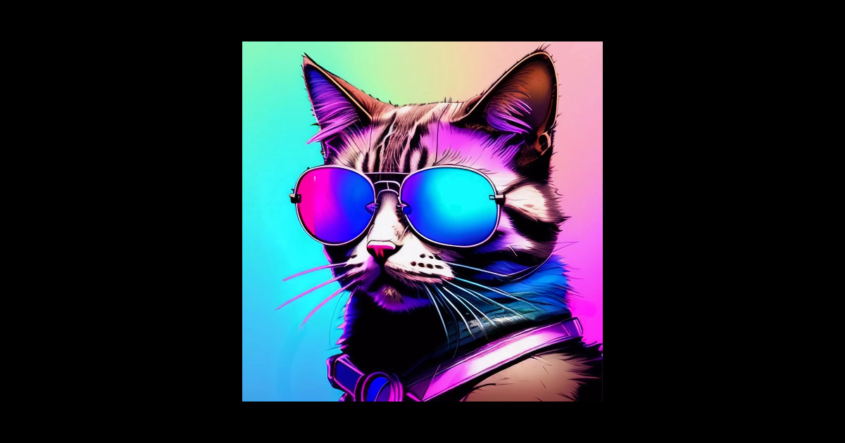 Synthwave Cat - Synthwave - Sticker | TeePublic