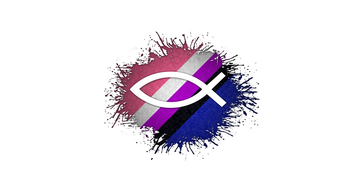 Paint Splatter Gender Fluid Pride Flag Fish Symbol - Gender Fluid Pride ...