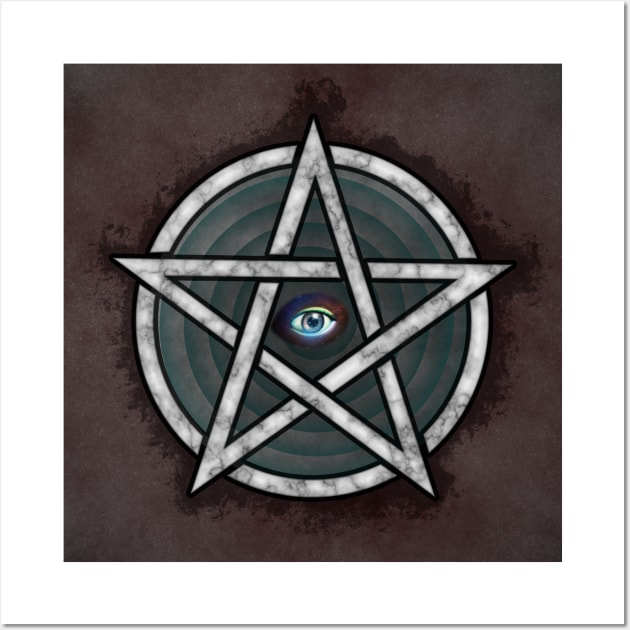 Eye in Pentagram for Protection - Red Background and Marble Pentacle ...